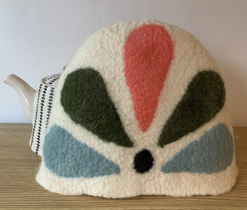 Large Wet Felted Tea Cosy - Pink, Green and Blue - Unique Gift for Tea ...