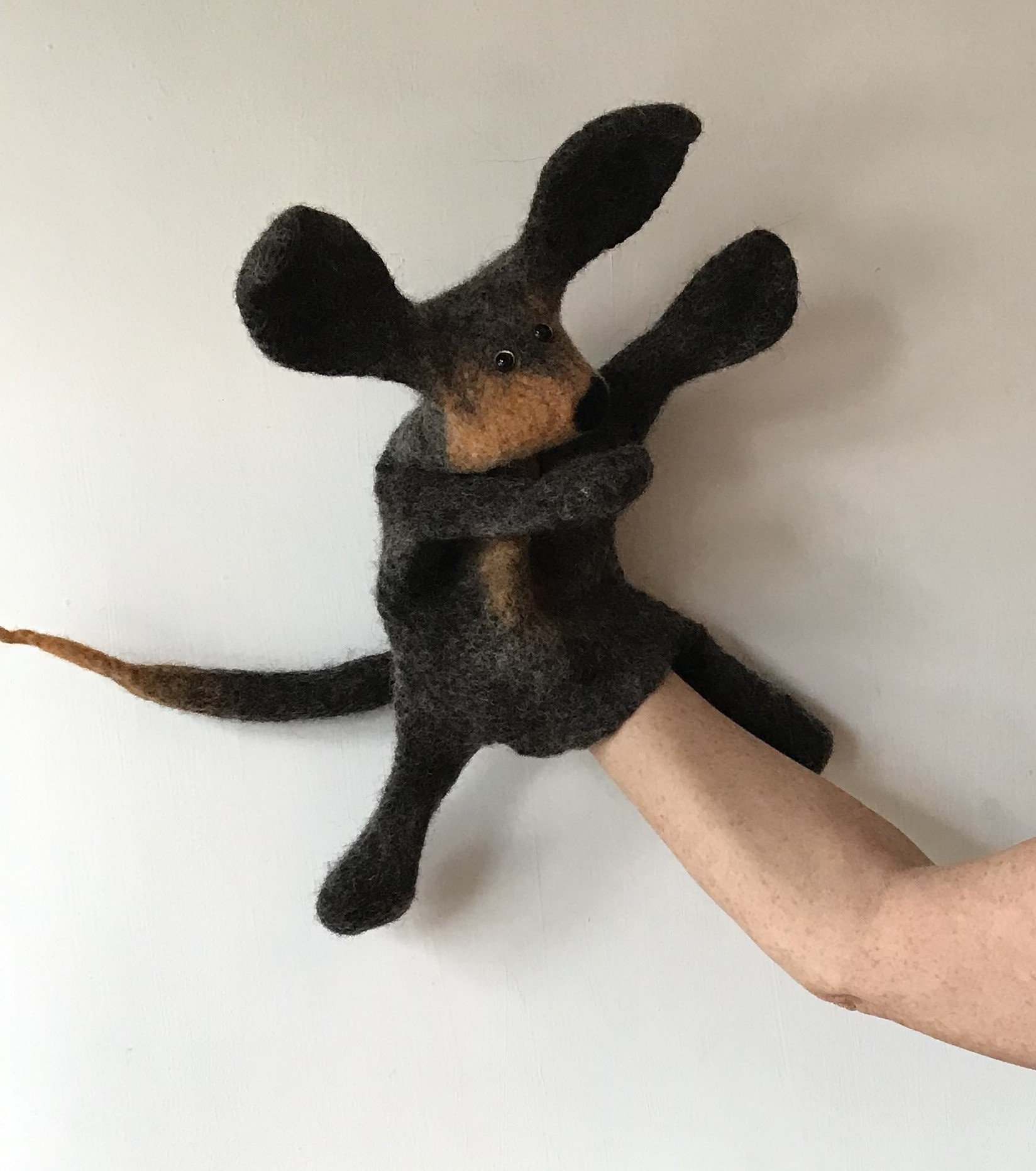 Glove Puppet Black and Tan Dog Wet Felted Hand Puppet, Interactive ...