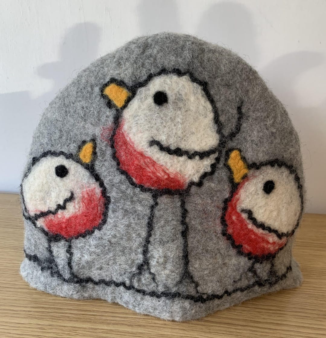 Large Wet Felted Tea Cosy Robins Unique Gift for Tea Lover, Handmade ...