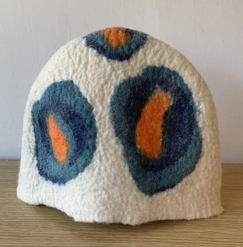 Large Wet Felted Tea Cosy - Blue Abstract Flowers - Unique Gift for Tea ...
