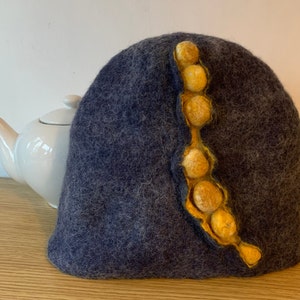 Large Wet Felted Tea Cosy - Blue and Gold - Unique Gift for Tea Lover ...