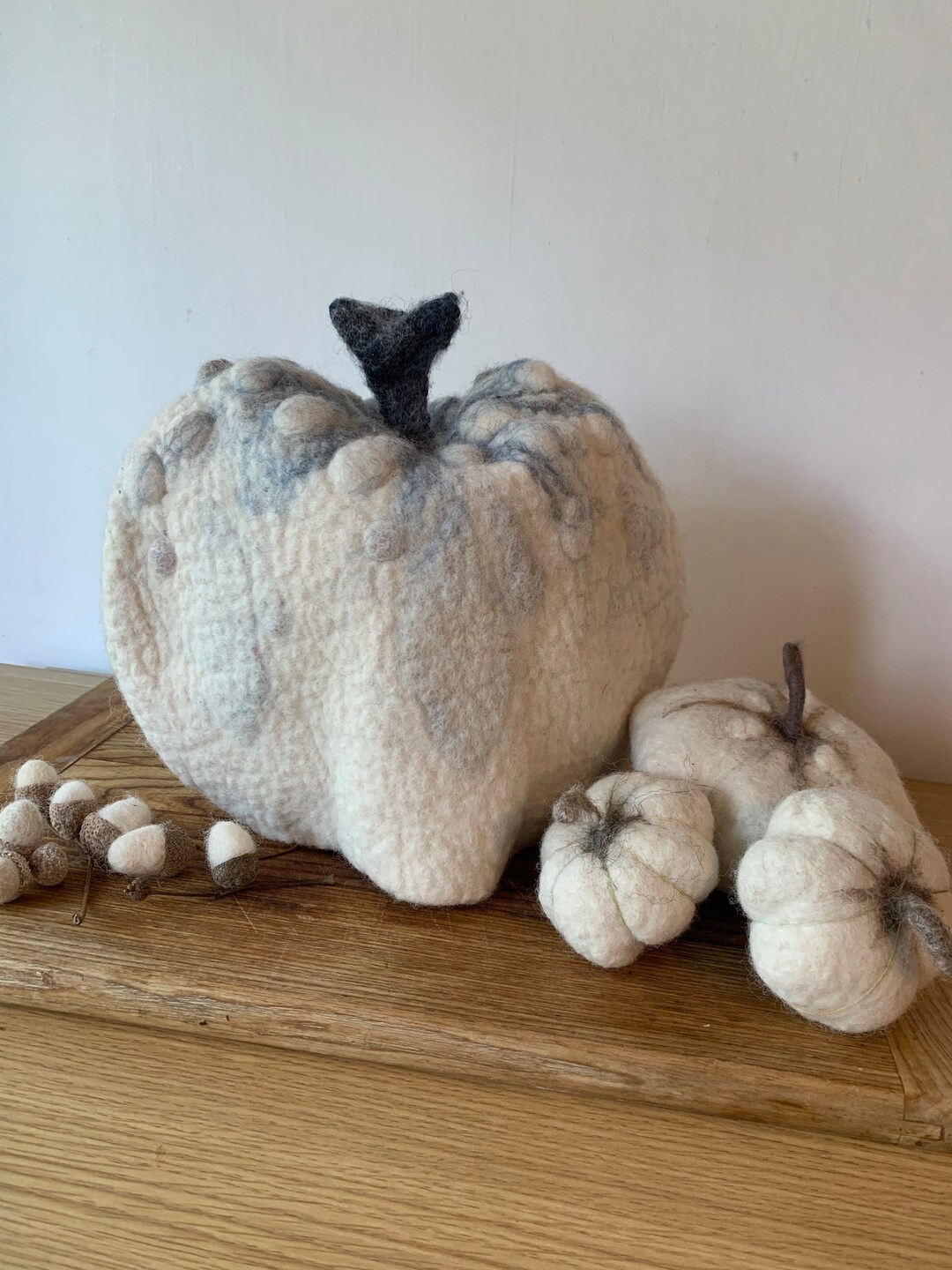 Large Wet Felted Tea Cosy - White and Blue Pumpkin/gourd - Unique Gift ...