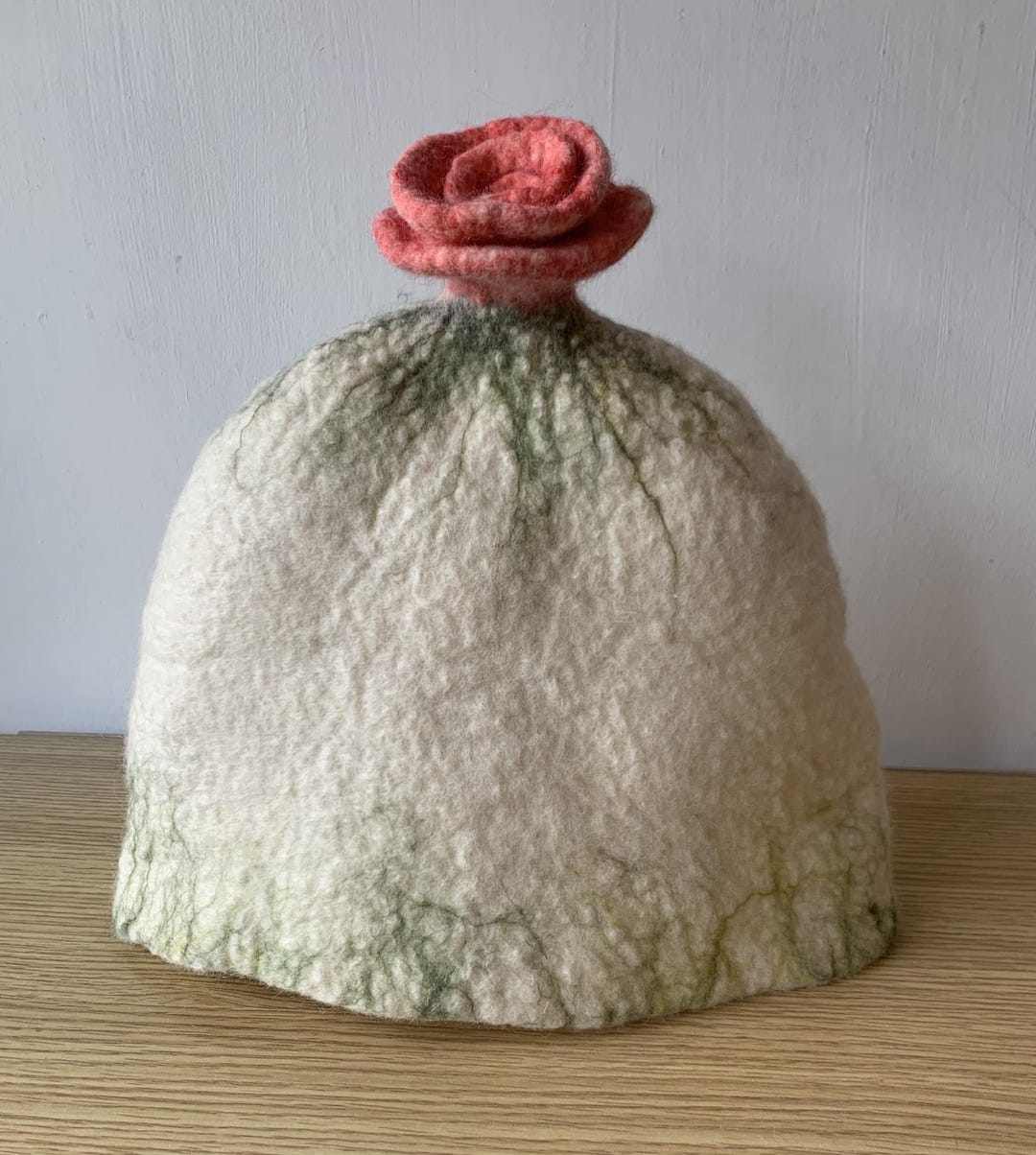 Large Wet Felted Tea Cosy - Pink Rose Cosy - Unique Gift for Tea Lover ...