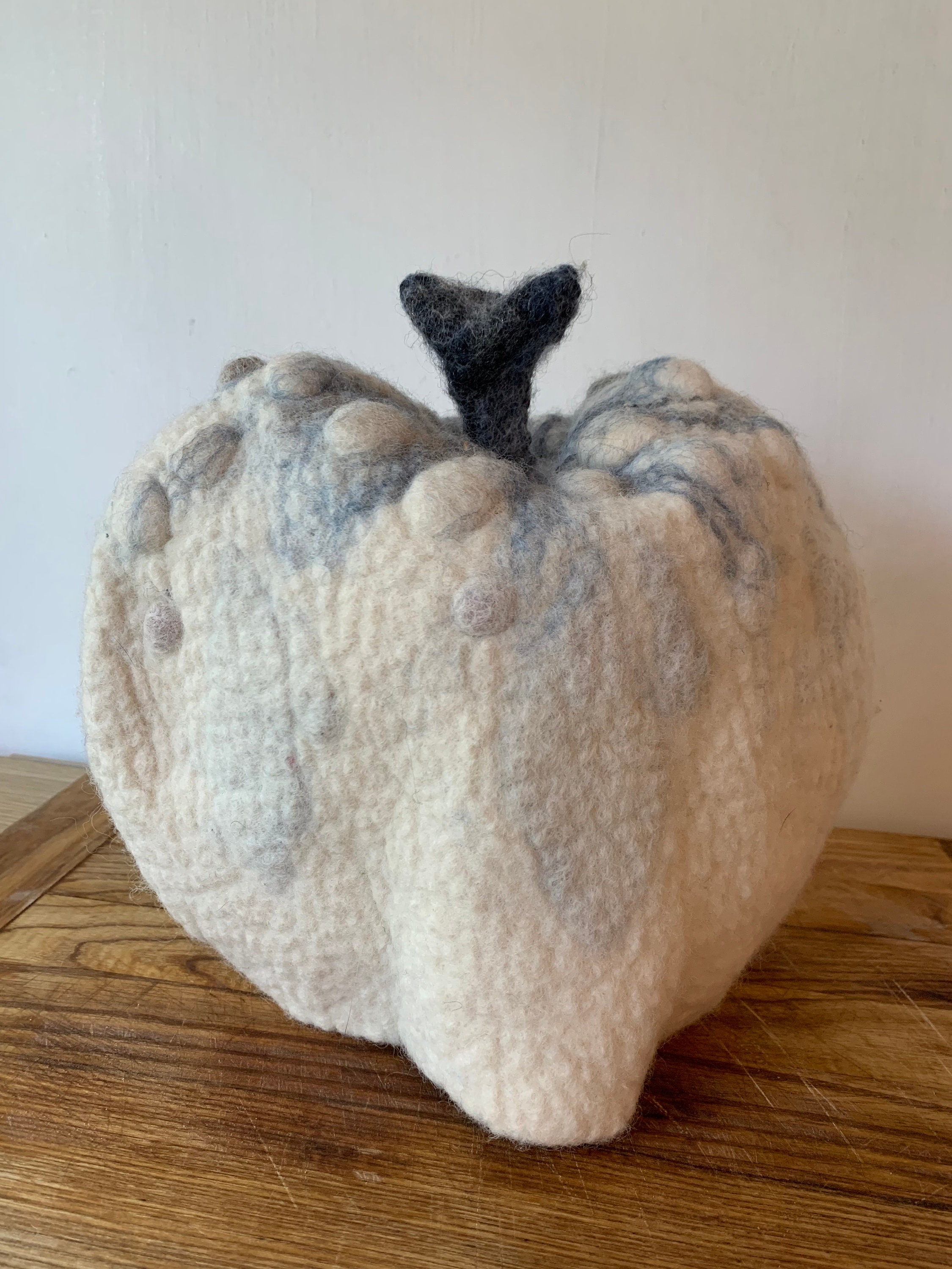 Large Wet Felted Tea Cosy White and Blue Pumpkin/gourd Unique Gift for ...