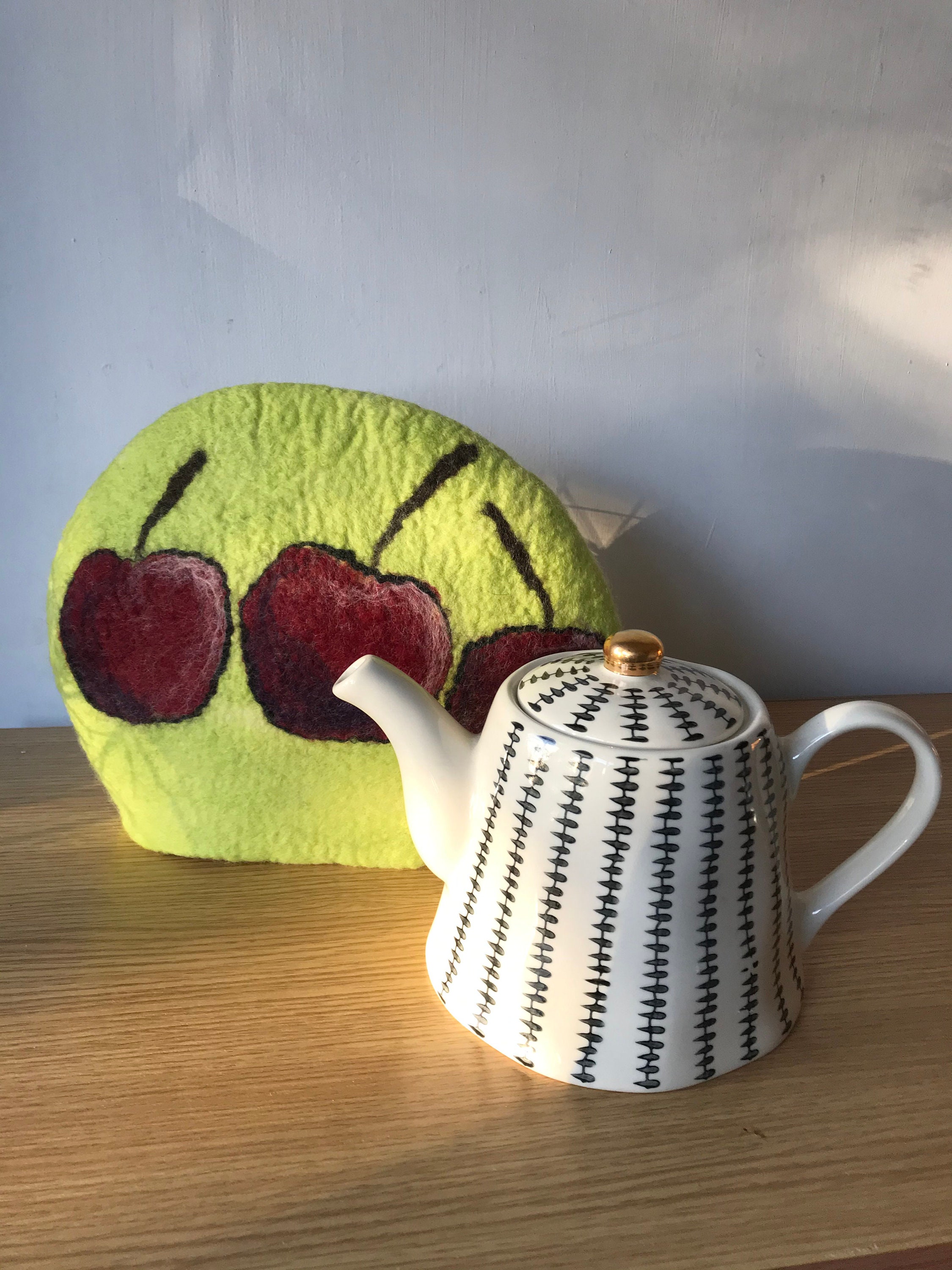 Wet Felted Tea Cosy Large Tea Cosy Cherries Tea Gift Felt Craft - Etsy ...