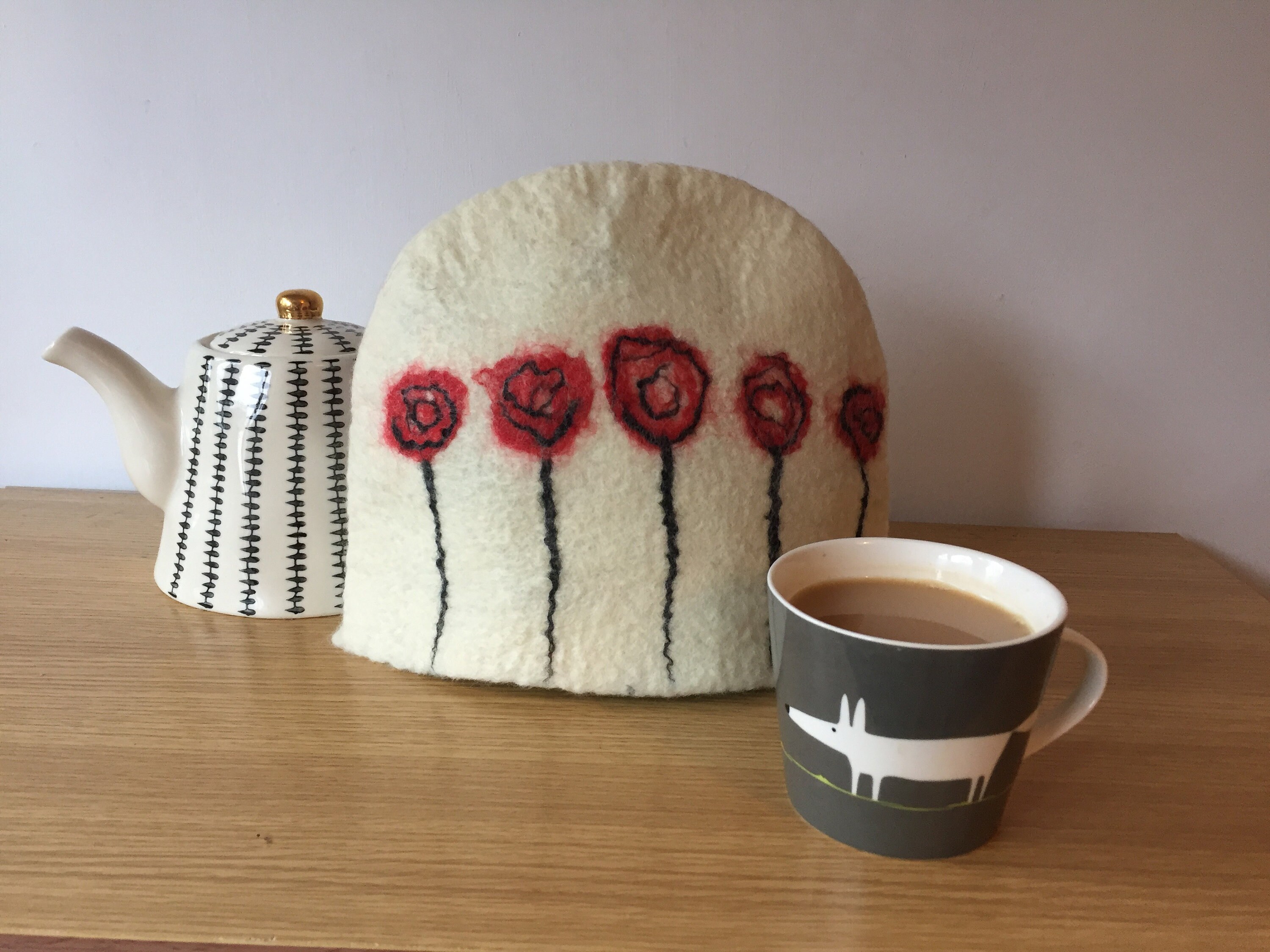 Wet Felted Tea Cosy Large Abstract Rose Tea Cosy - Etsy España
