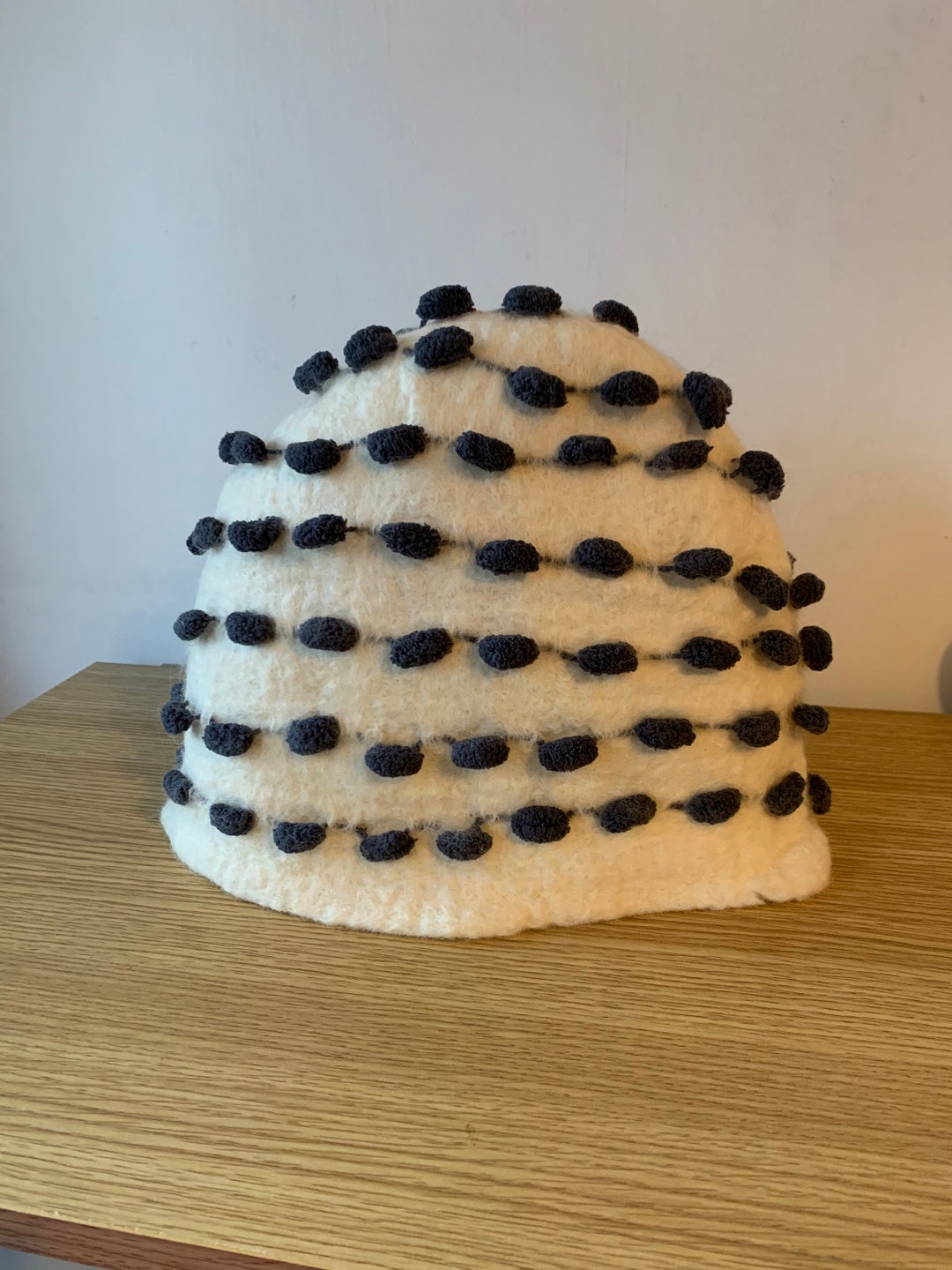 Large Wet Felted Tea Cosy Blue Fluffy Bobbles on White Unique Gift for ...