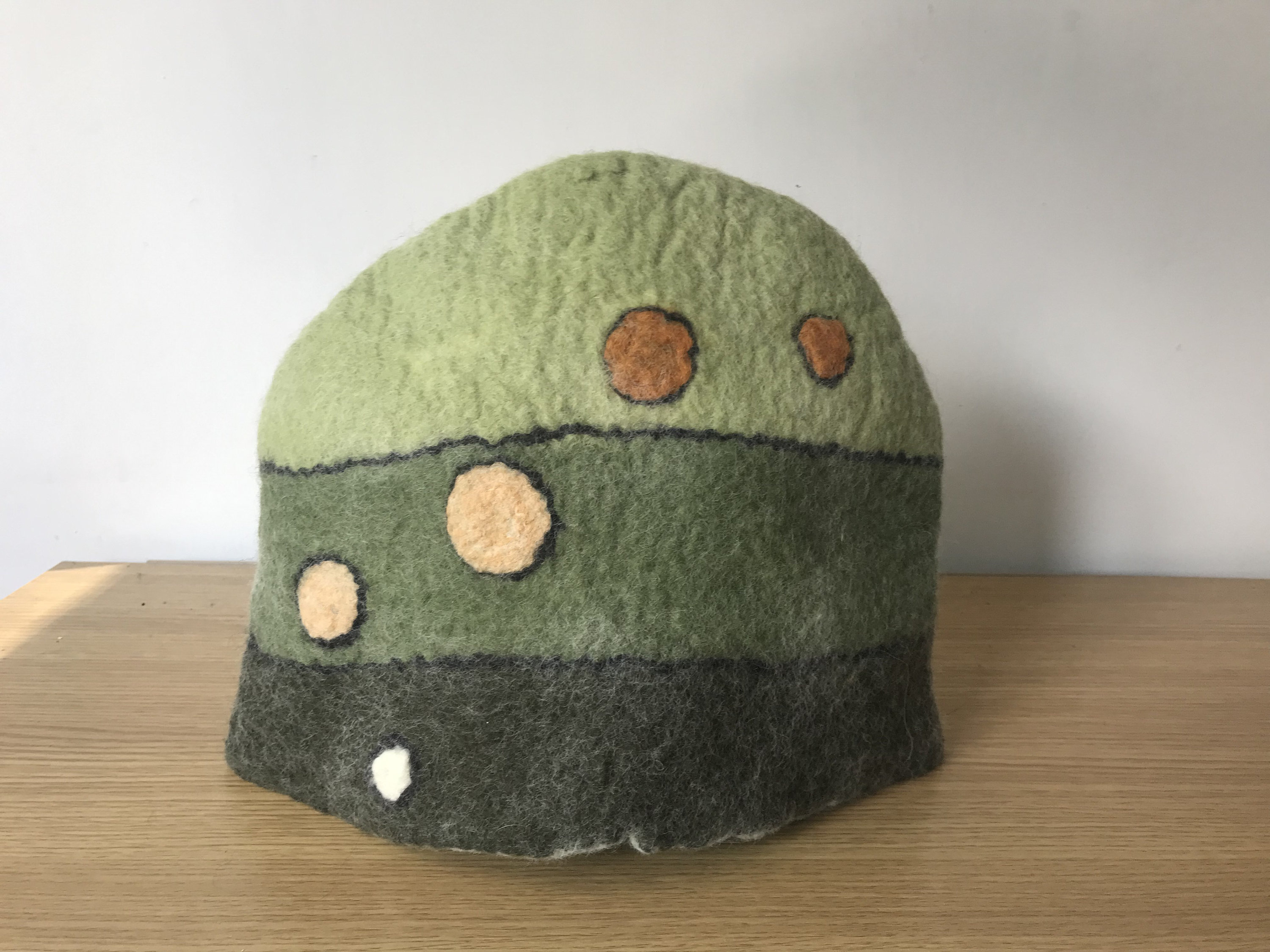 Large Wet Felted Tea Cosy Taupe and White Felt Craft, Unique Gift for ...