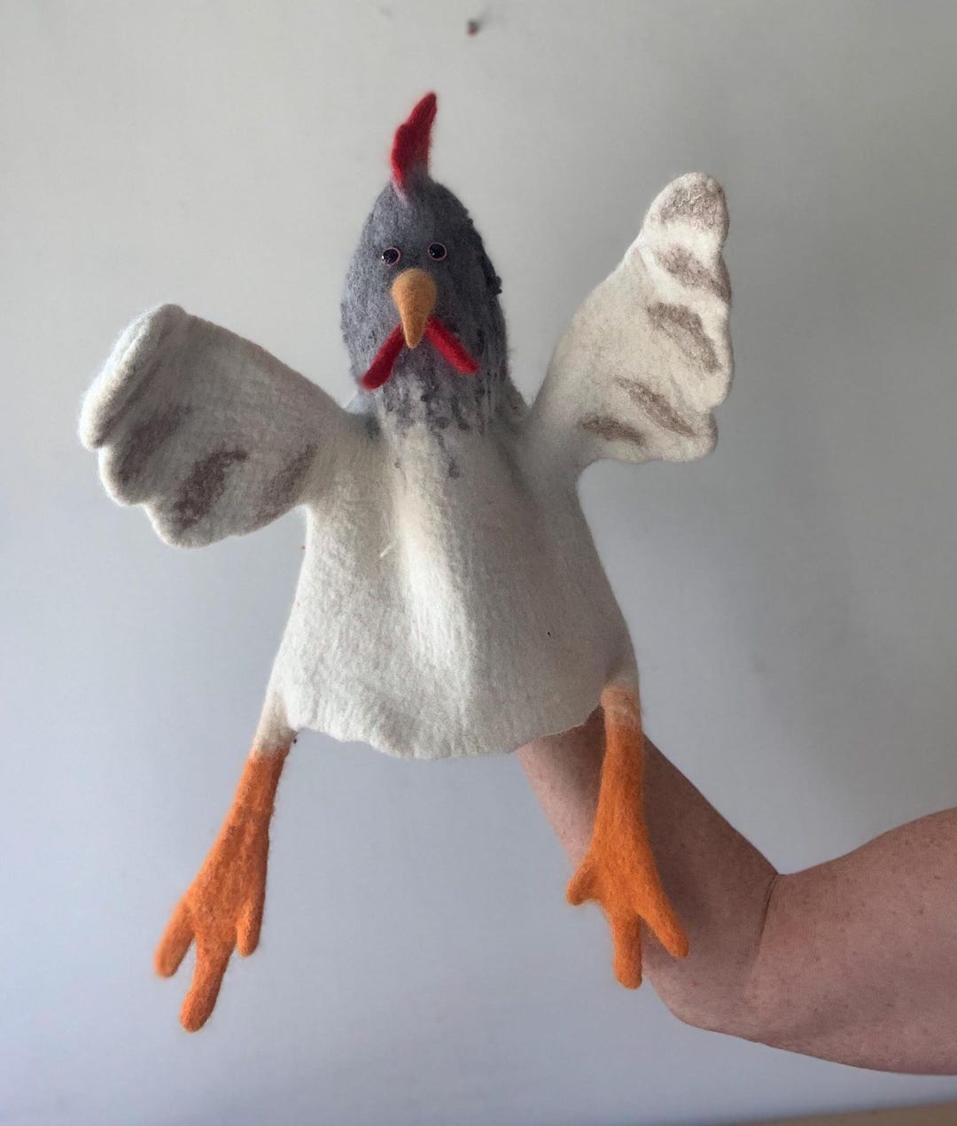 Glove Puppet Cockerel Wet Felted Hand Puppet, Interactive Children's ...