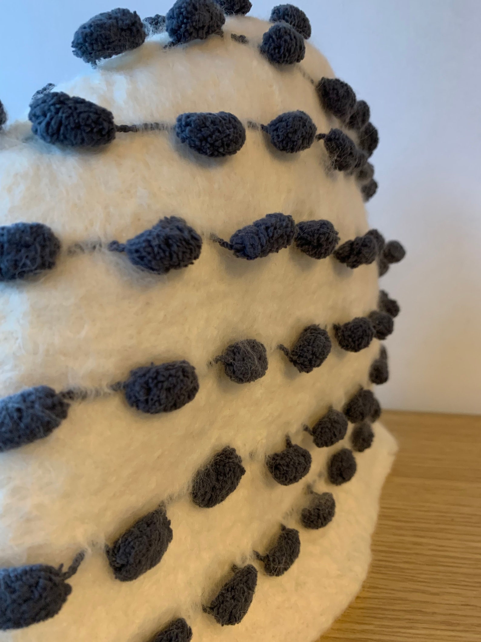 Large Wet Felted Tea Cosy Blue Fluffy Bobbles on White Unique Gift for ...