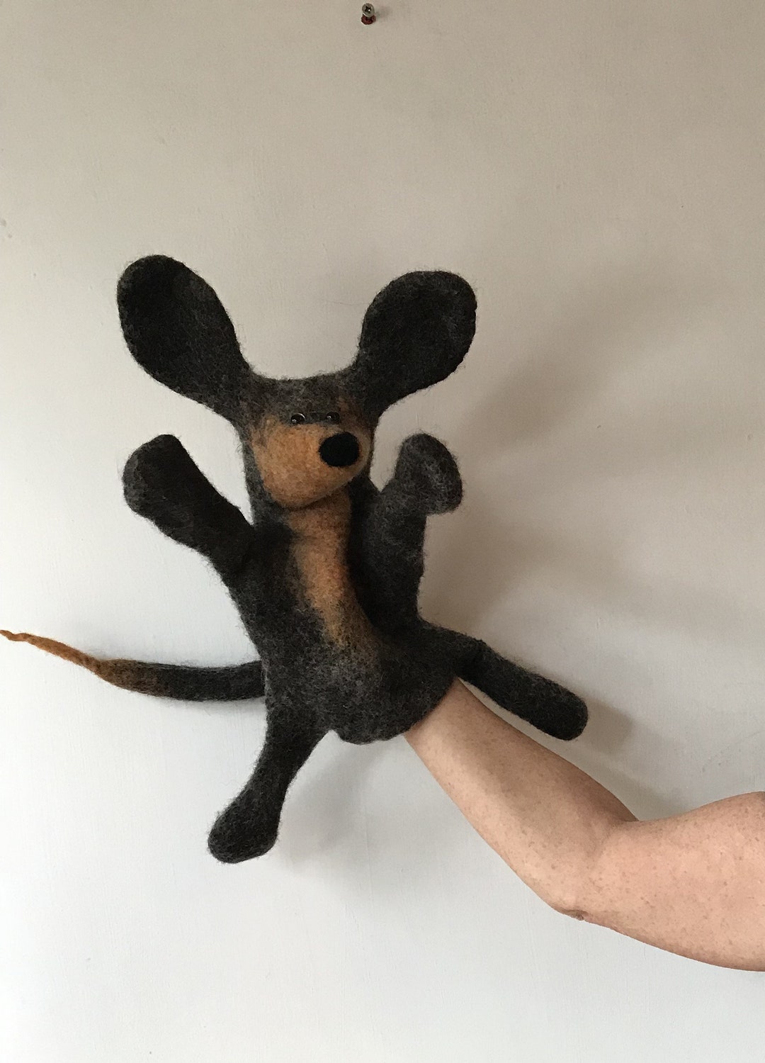 Glove Puppet - Black and Tan Dog - Wet Felted Hand Puppet, Interactive ...