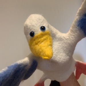 Glove Puppet - Bird With Blue Wings - Wet Felted Hand Puppet ...