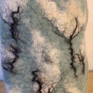 Large Wet Felted Coffee Cosy - Blue Dandelion Clocks - Unique Gift for ...