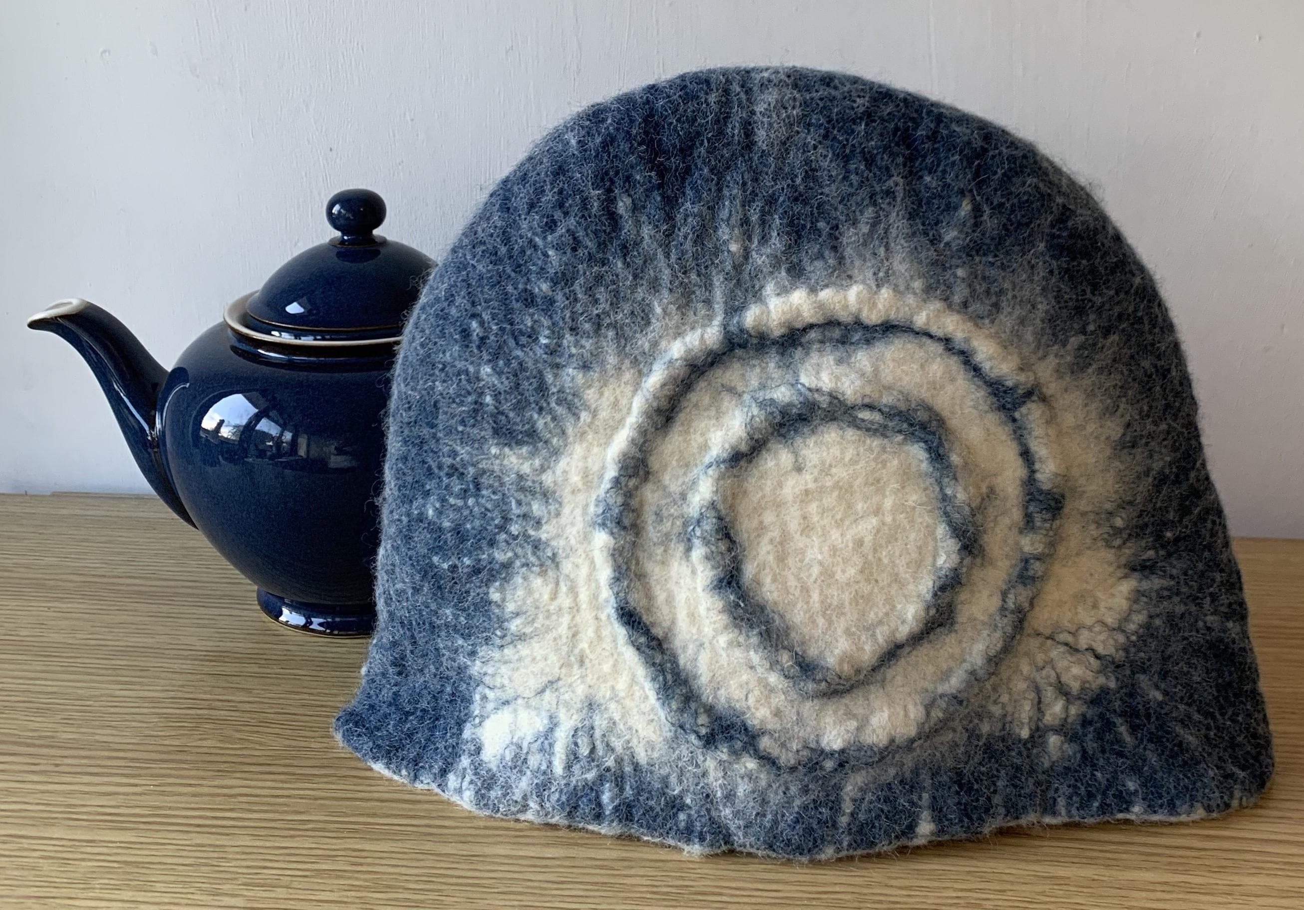 Large Wet Felted Tea Cosy - Blue - Unique Gift for Tea Lover, Handmade ...