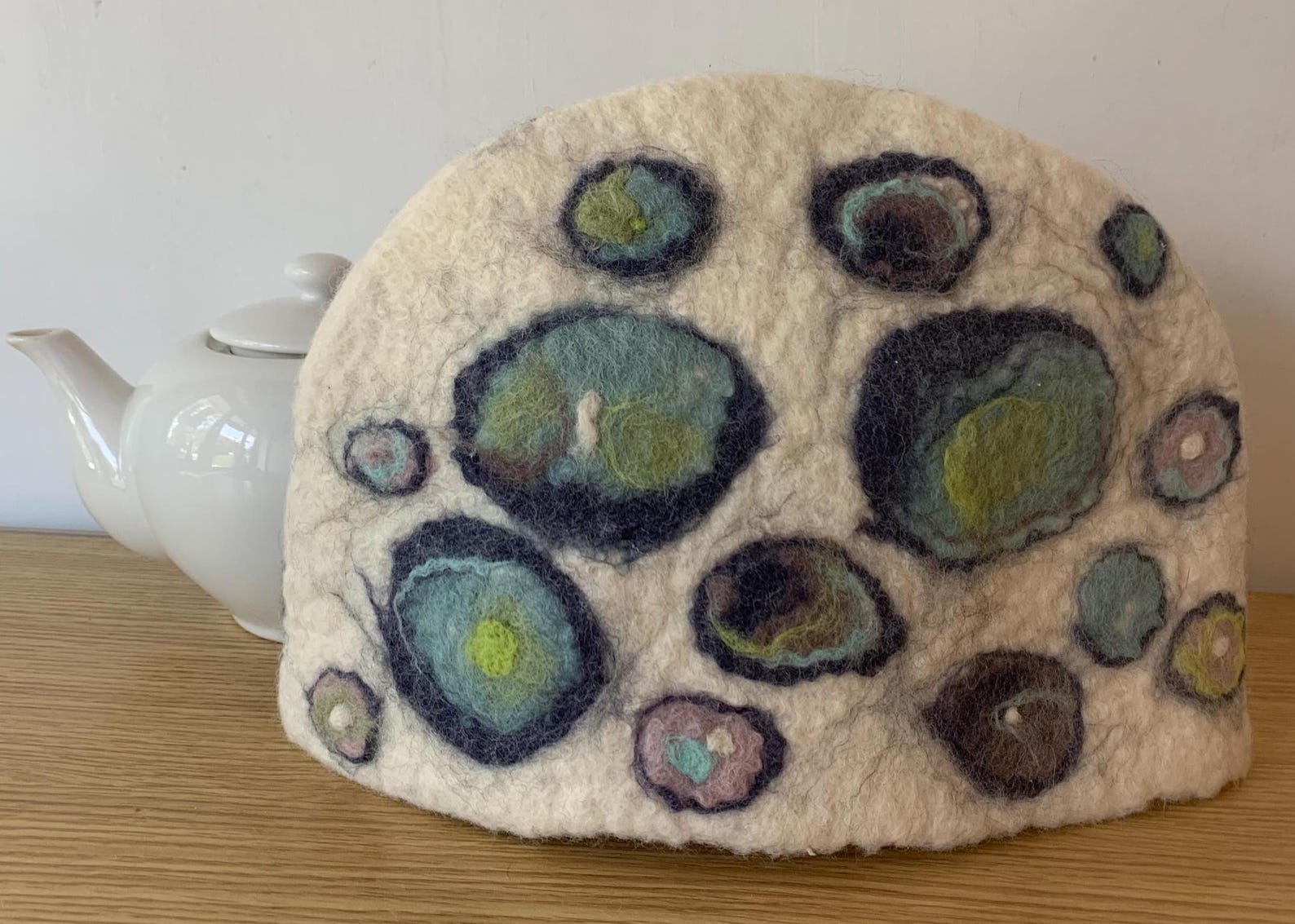 Large Wet Felted Tea Cosy - Blue and Green Abstract - Unique Gift for ...
