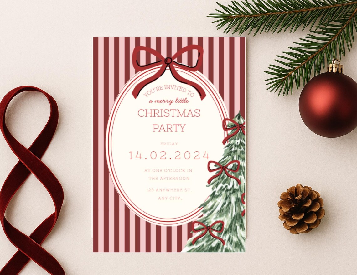 Christmas Party Invitation Template Editable Holiday Party Invite Canva ...