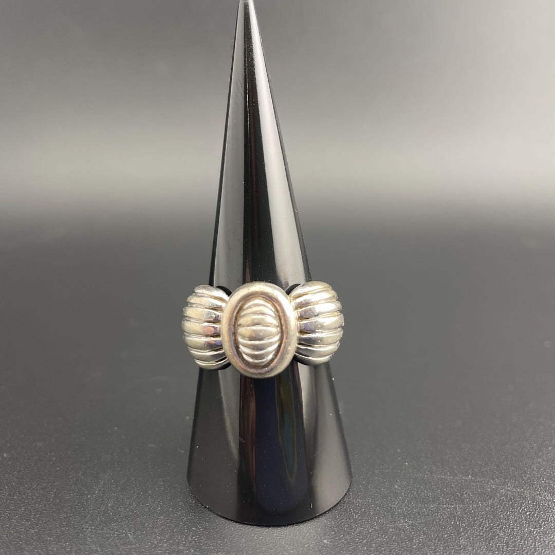 Vintage CNA 925 Sterling Silver Modernist Ribbed Knot Cigar Band Ring ...
