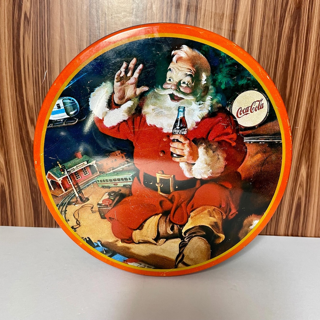Vintage Coca-cola Santa Clause 8 Round Tin - Etsy