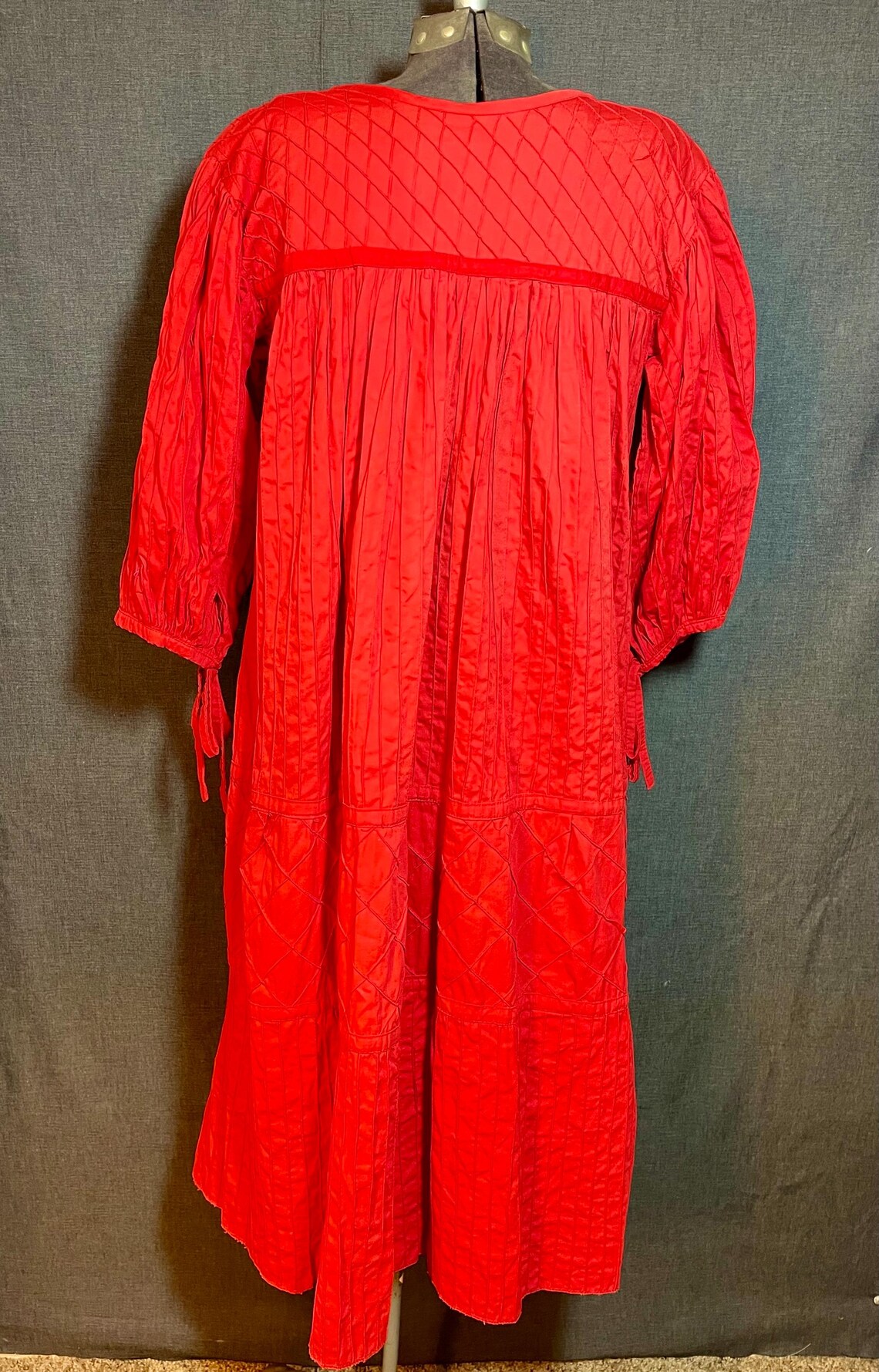 Vintage Handmade Red Embroidered House Dress OS - Etsy