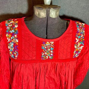 Vintage Handmade Red Embroidered House Dress OS - Etsy
