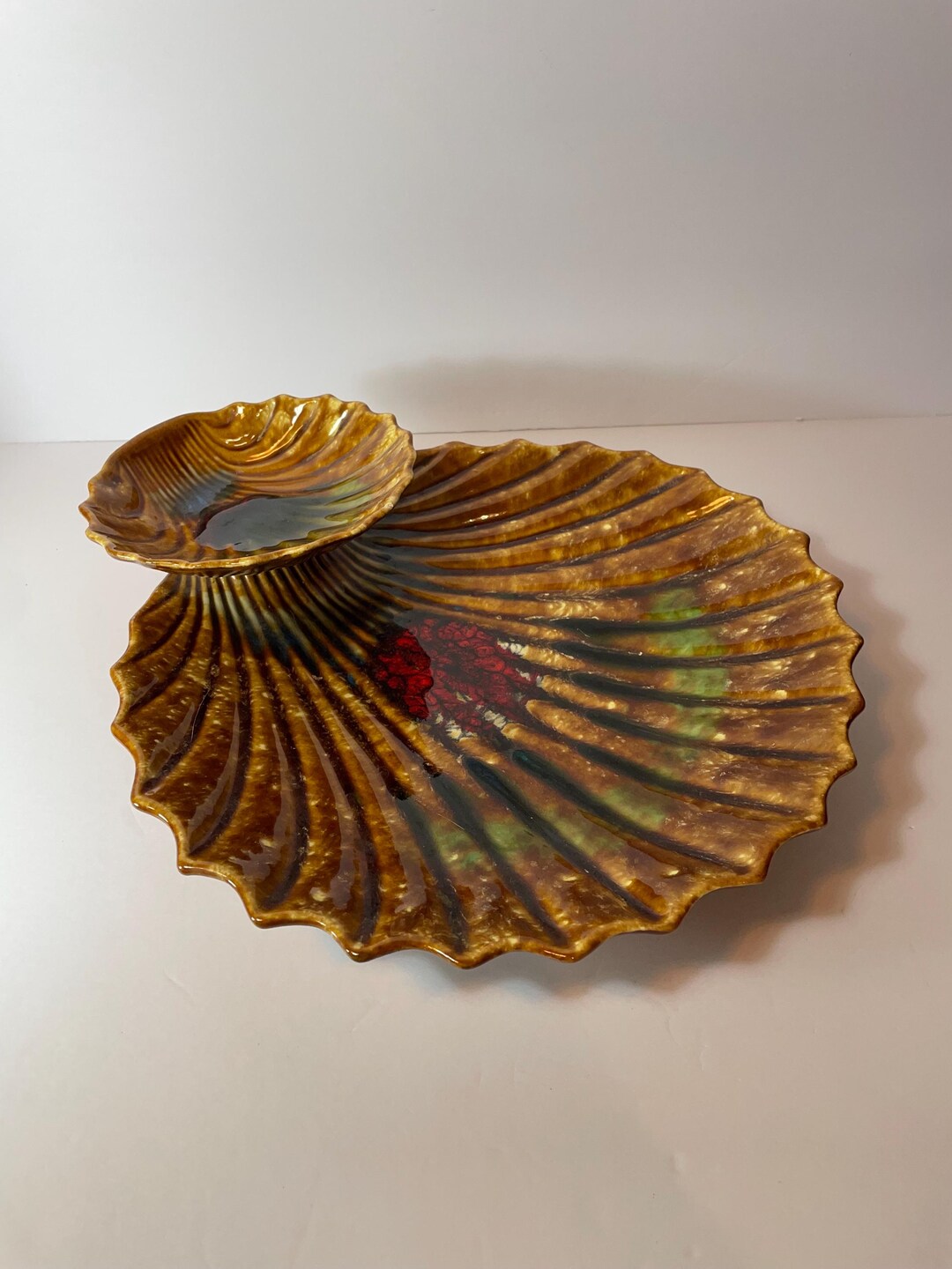 Vintage Mid-century Mccoy Marano Shell Chip & Dip Platter - Etsy