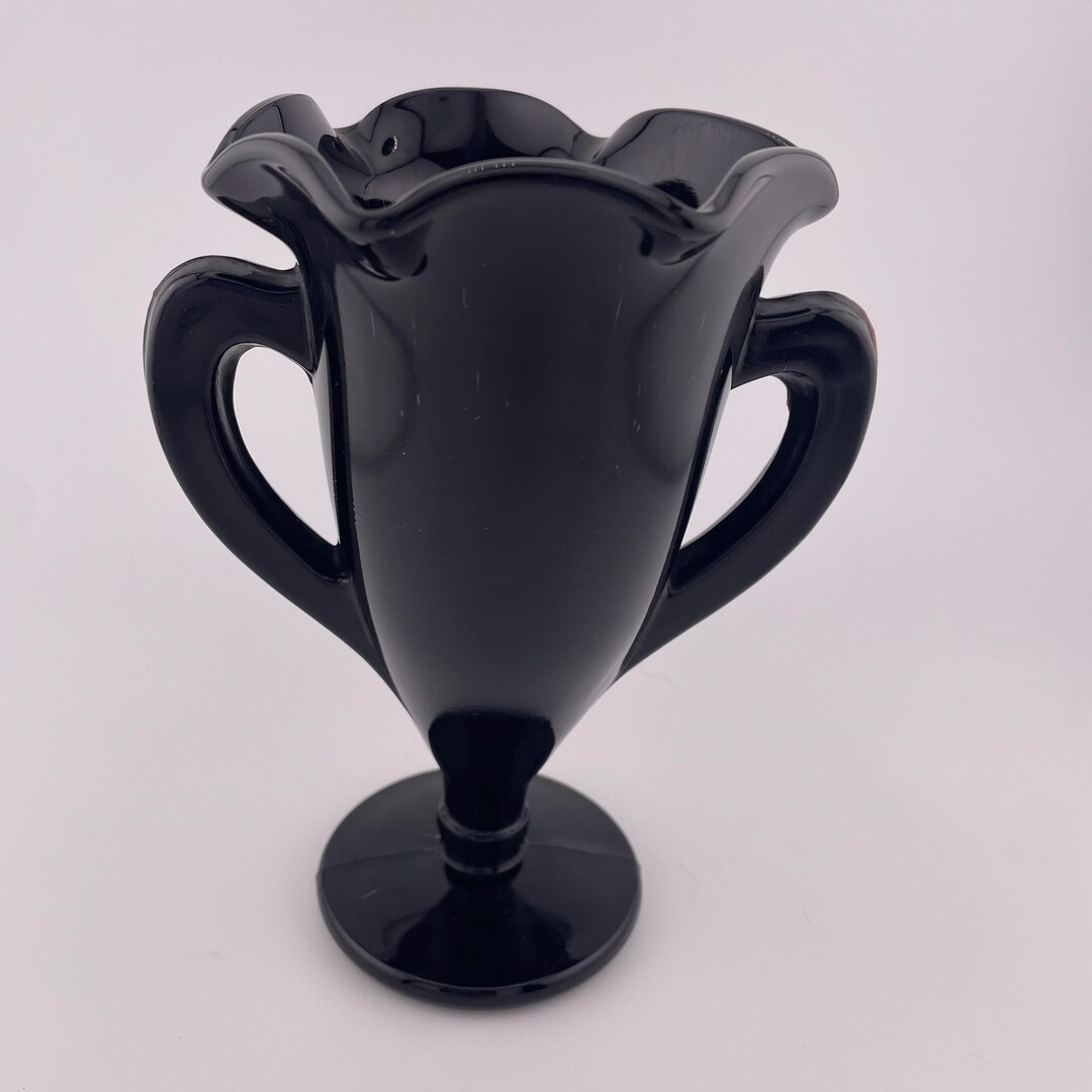 Vintage L.E. Smith Black Amethyst 6 Trophy Vase - Etsy