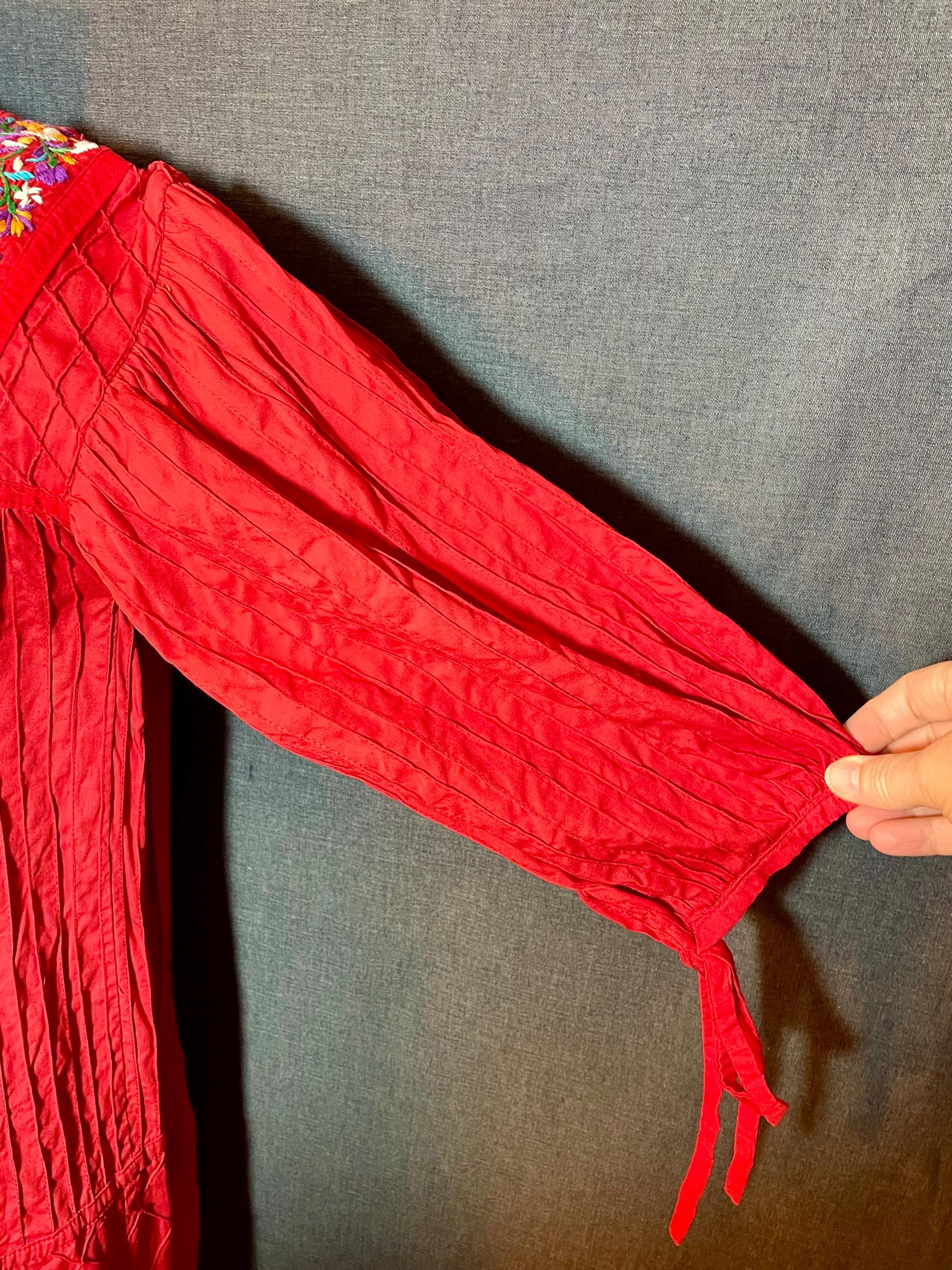 Vintage Handmade Red Embroidered House Dress OS - Etsy