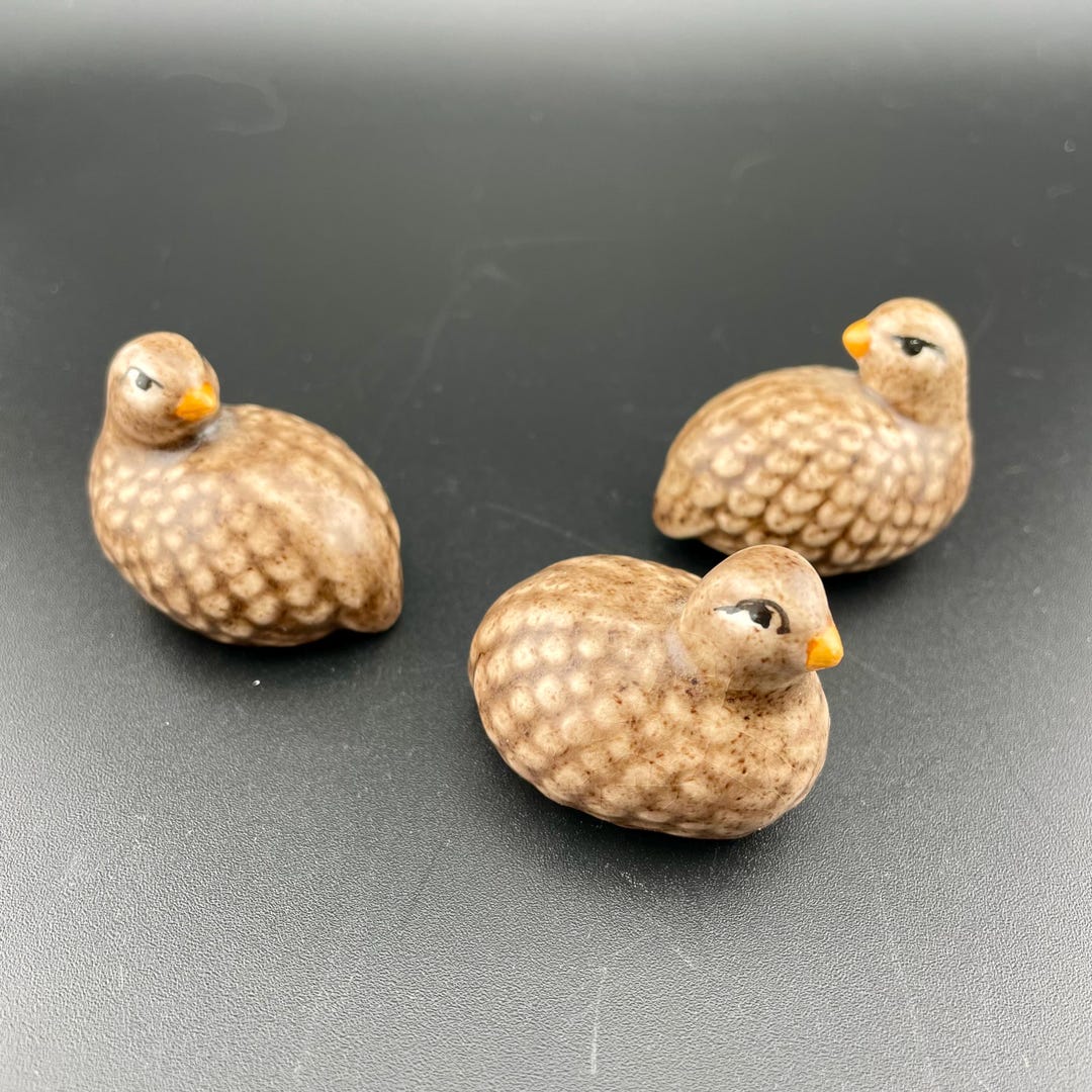 Vintage Miniature Ceramic Quail Trio - Etsy
