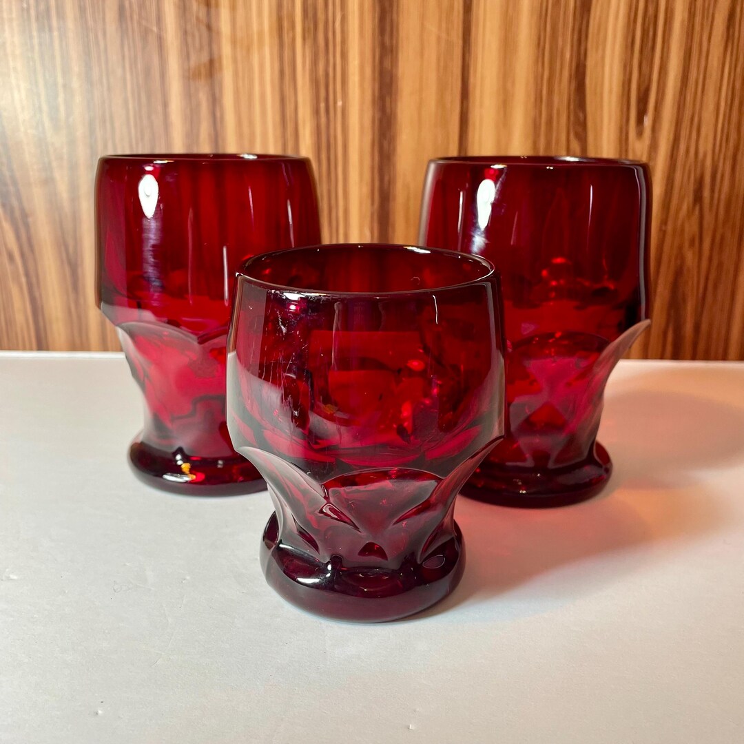 Vintage Viking Glass Georgian Ruby Set of 3 - Etsy