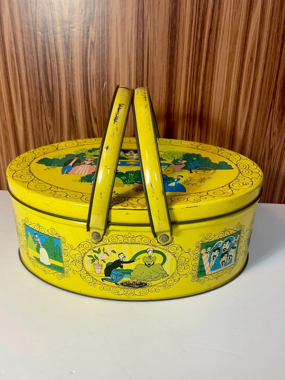 Vintage 1930’s Large Sewing Tin - Double Swing Handles - Etsy