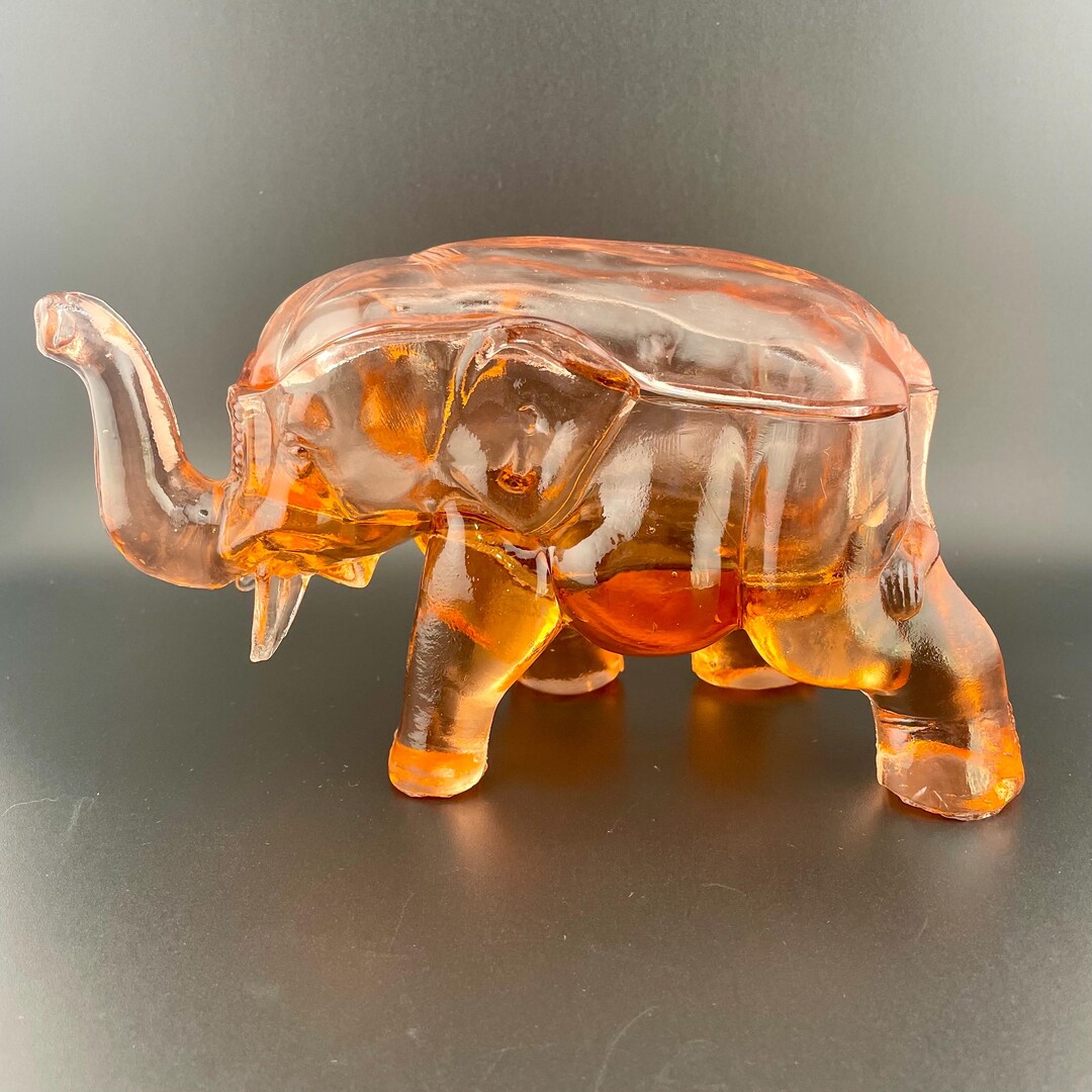 Vintage Co-op Flint Glass Co. Pink Glass Elephant Candy/trinket Dish - Etsy