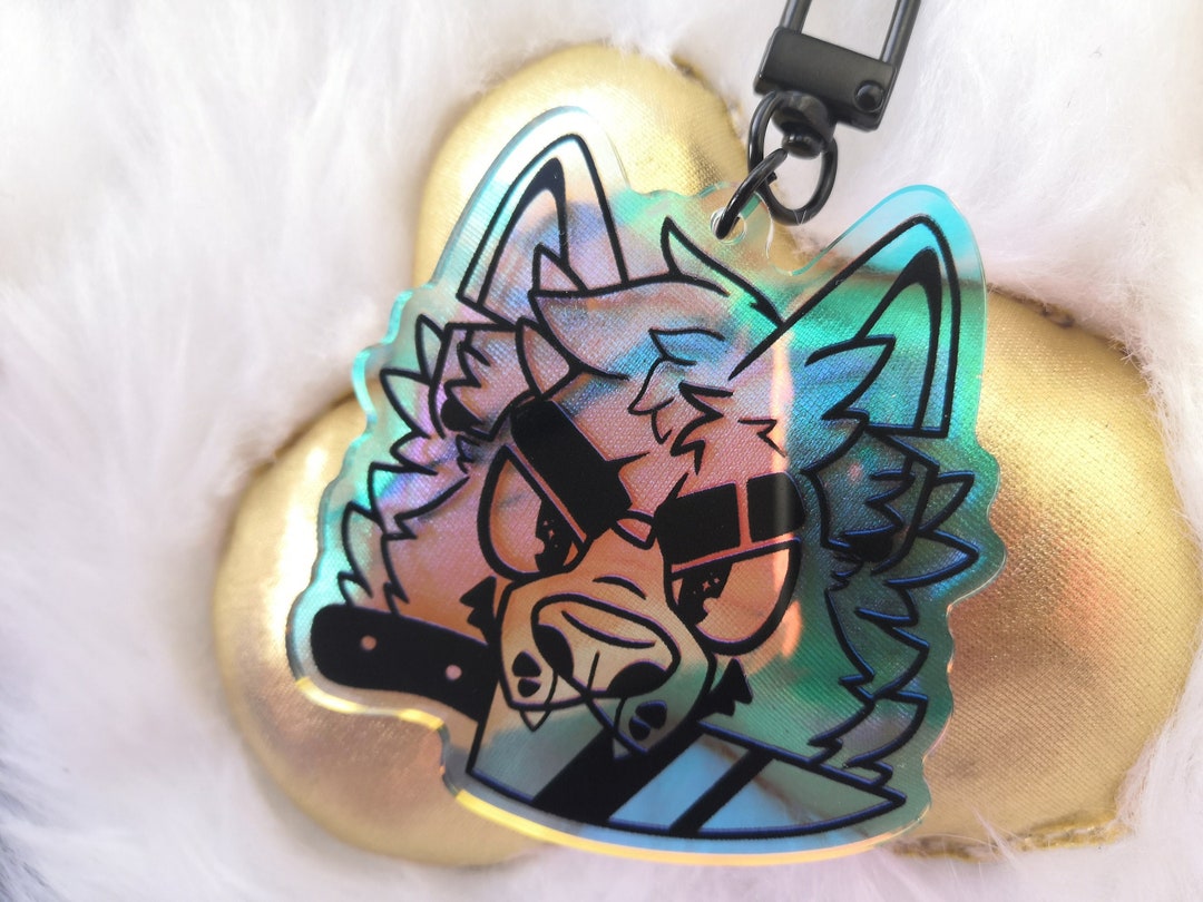 Holographic 'wolf With Knife' Keychain - Etsy
