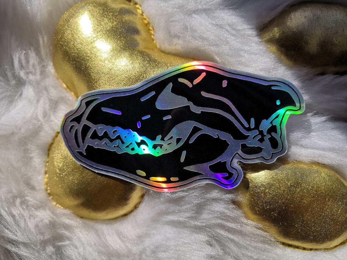Holographic 'wolf Skull' Sticker - Etsy