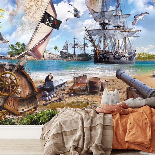 Pirates Kids Wall Mural Pirate Ship Wall Decal Pirate Ship - Etsy