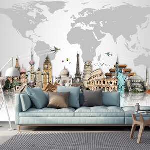 Removable Self Adhesive Peel and Stick Map Wallpaper Explorer Map Wall ...