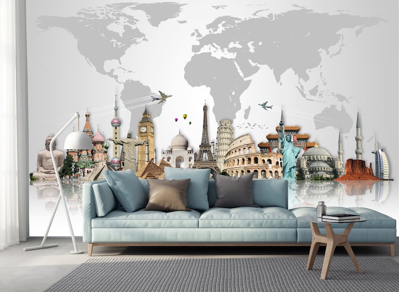 Removable Self Adhesive Peel and Stick Map Wallpaper Explorer - Etsy