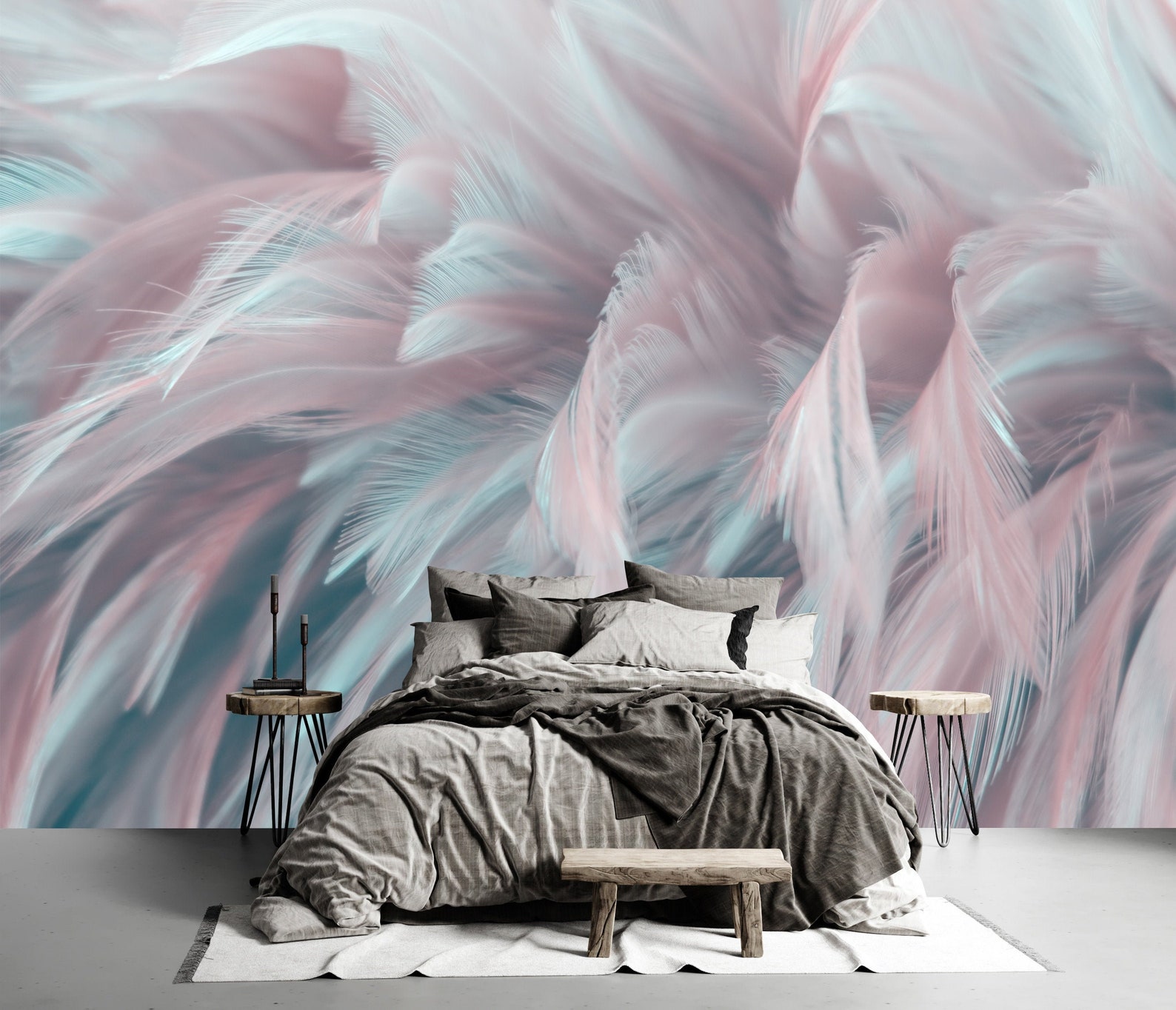 Abstract Wallpaper Colorful Feathers Beautiful Vivid Feathers Peel and ...