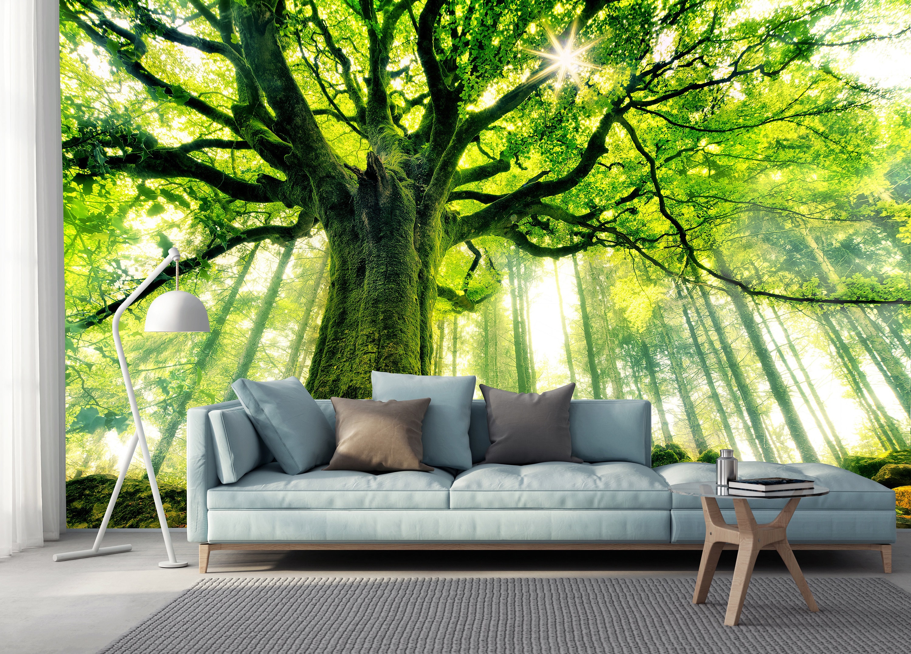 Green Forest Wallpaper Nature Big Tree Landscape Removable - Etsy Canada