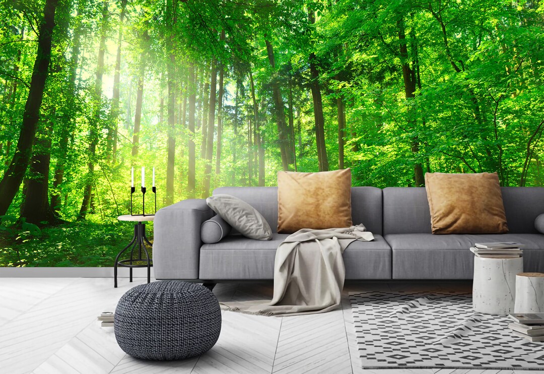 Forest Removable Wallpaper Enchanting Forest Green Nature 3d Landscape ...