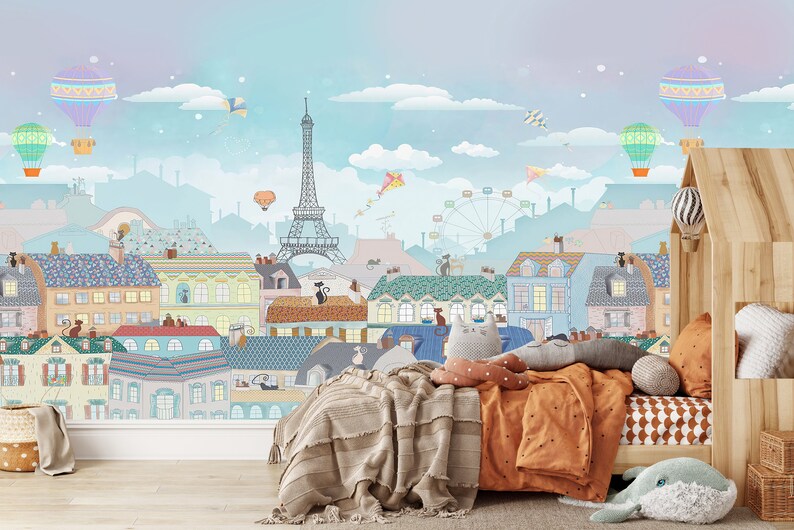 Soft Color Kids Wallpaper Cartoon Nursery Non Woven Eco - Etsy