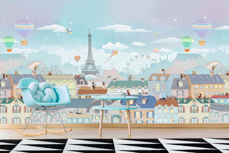 Soft Color Kids Wallpaper Cartoon Nursery Non Woven Eco - Etsy