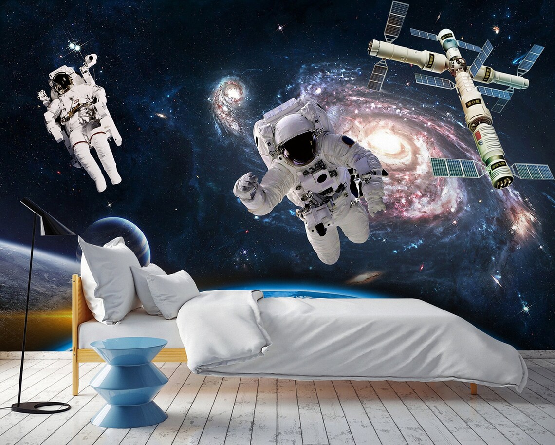 Astronaut Wallpaper Space Galaxy Universe Spaceship Peel and - Etsy