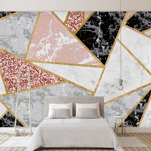 Triangle Wallpaper Geometry Abstract 3d Marble Peel and Stick Non Woven ...