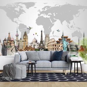 Removable Self Adhesive Peel and Stick Map Wallpaper Explorer Map Wall ...