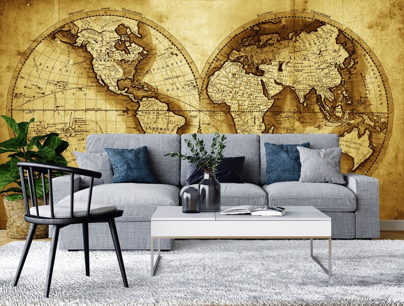 Map Wallpaper Peel and Stick Self Adhesive Political World Map - Etsy