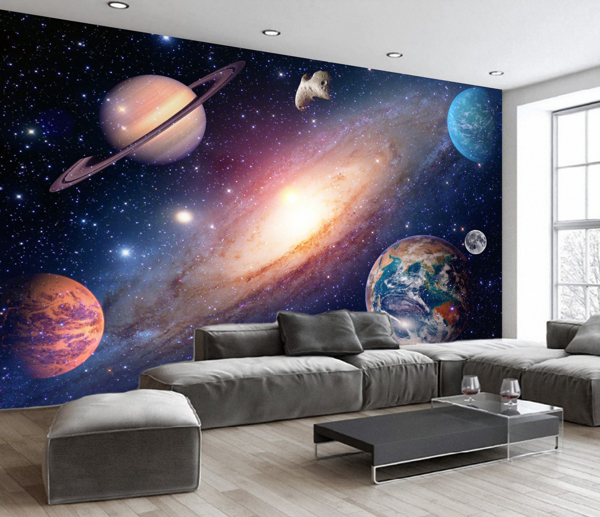 Space Wallpaper Planet Cosmic Galaxy Universe Spaceship Non | Etsy