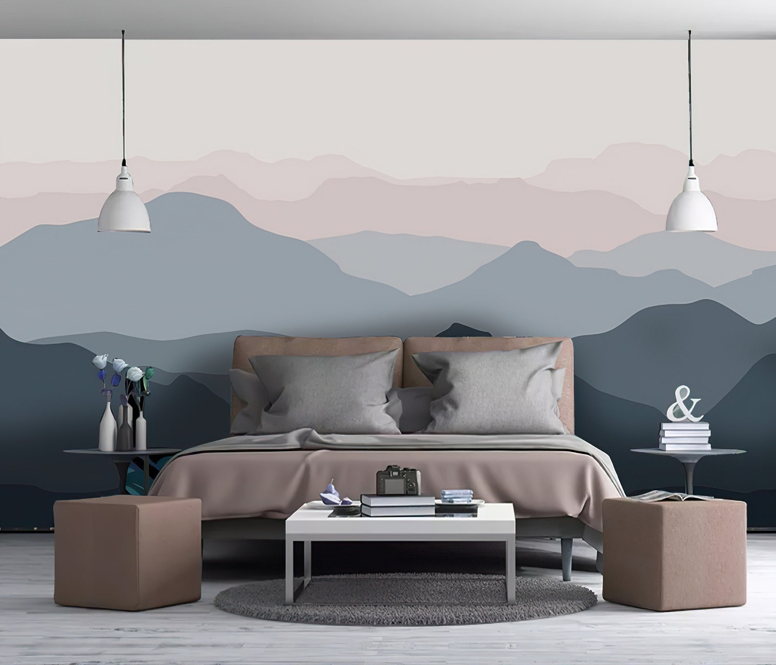 Mountain Wallpaper Soft Color Watercolor Nature 3d Landscape - Etsy