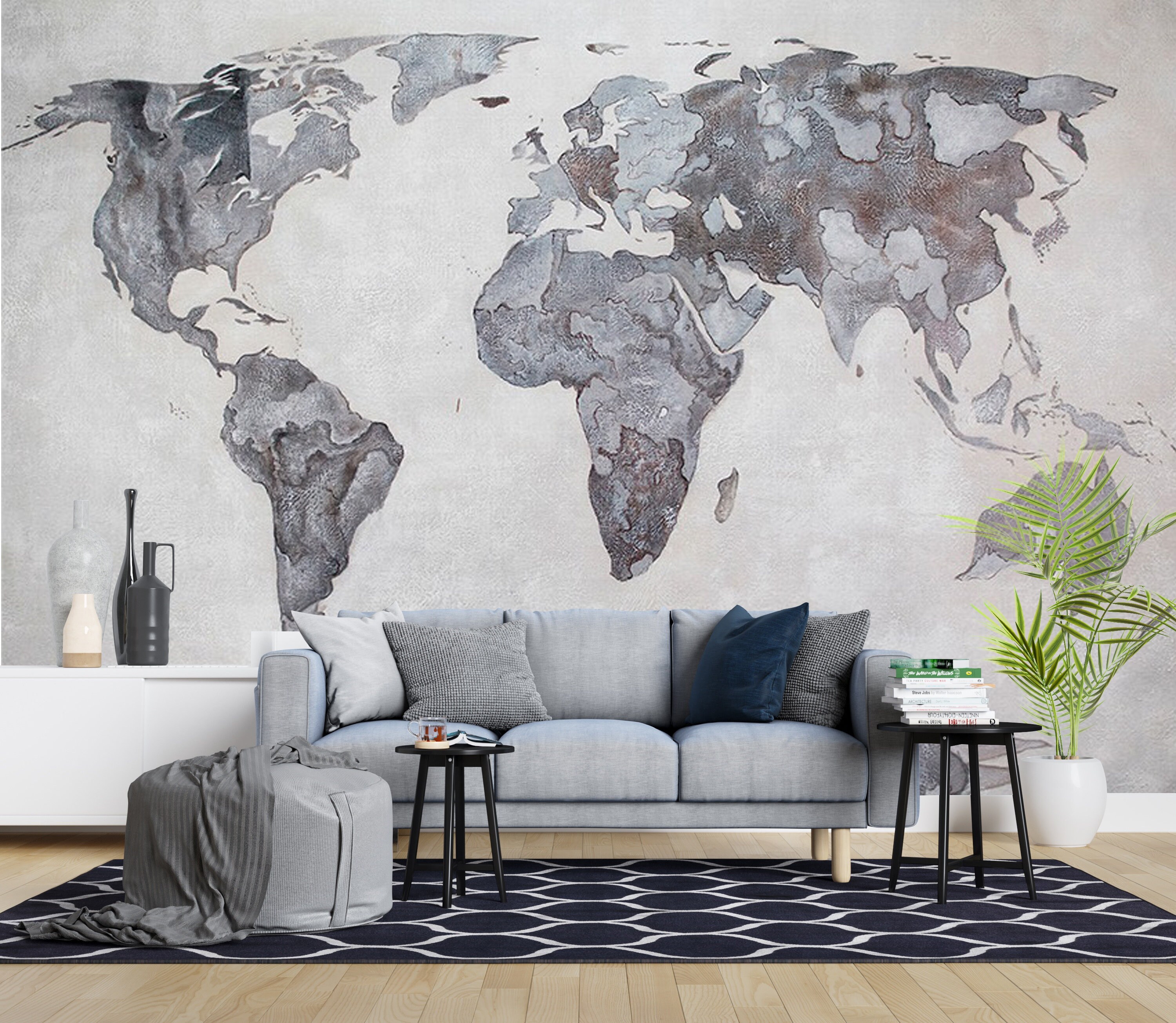 Customized Large World Map Removable Wallpaper Peel and Stick Self ...