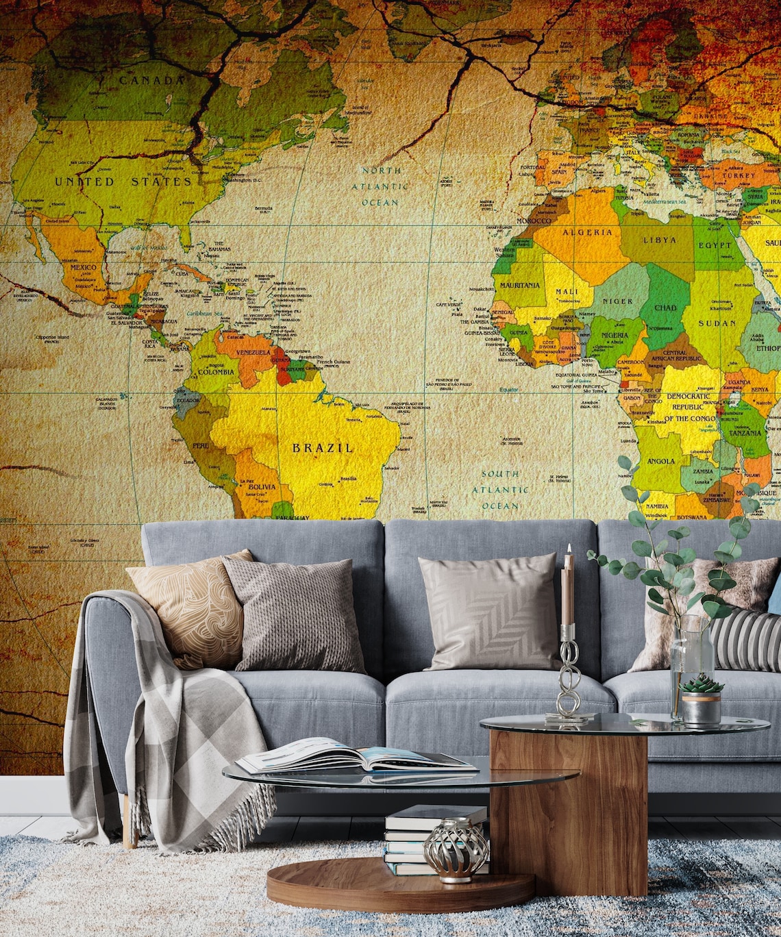 Extra Large World Map Wallpaper Peel and Stick Self Adhesive - Etsy ...