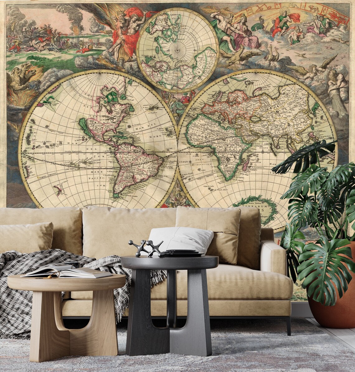 Customized Large World Map Decal Wallpaper Peel and Stick Self | Etsy